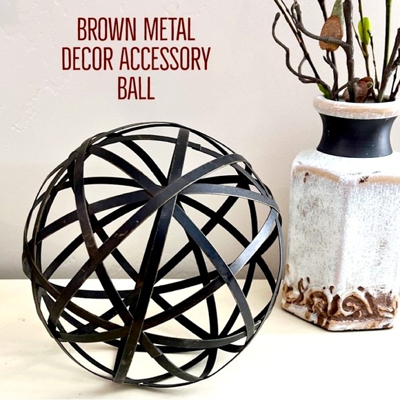 Unbranded | Accents | Large Brown Metal Criss Cross Band Sphere Ball ...
